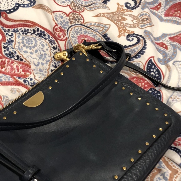 Coach | Bags | Coach Navy Purse With Gold Rivets | Poshmark